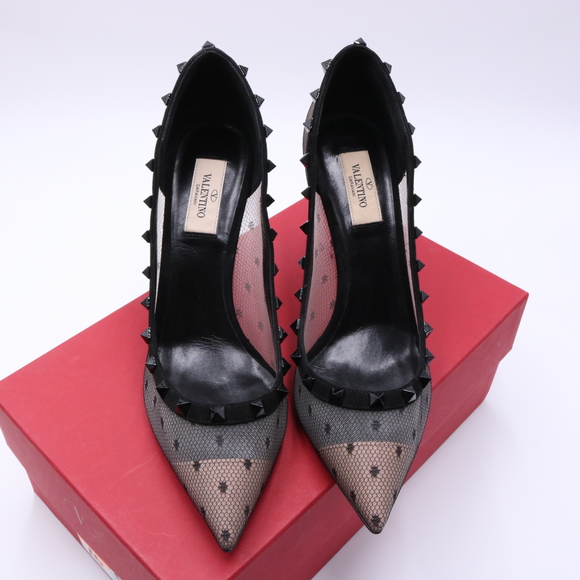 Valentino | Shoes | Valentino 4 Black Lace Mesh Sexy Lingerie Rockstud ...